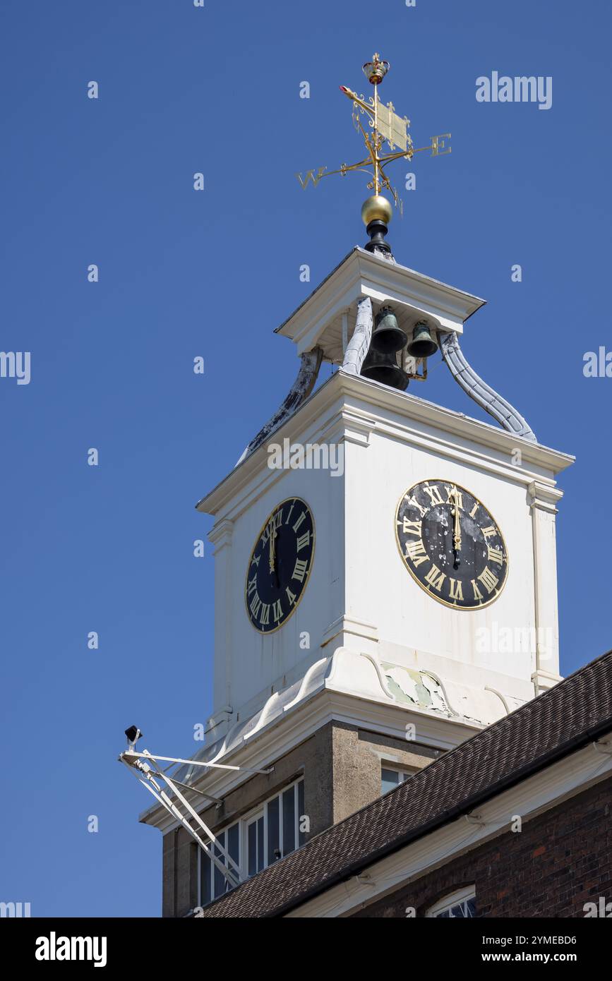 CHATHAM, KENT, UK, AUGUST 9. Bell tower of the Old Naval Storehouse at ...