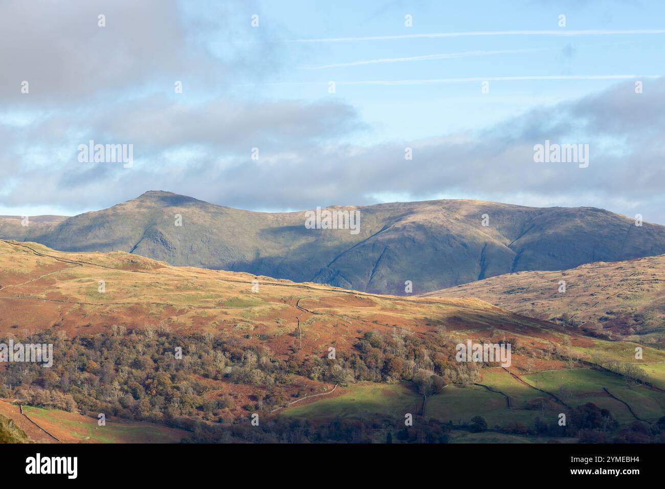 The long ridge of Ill Bell seen from Loughrigg Fell, Lake District ...