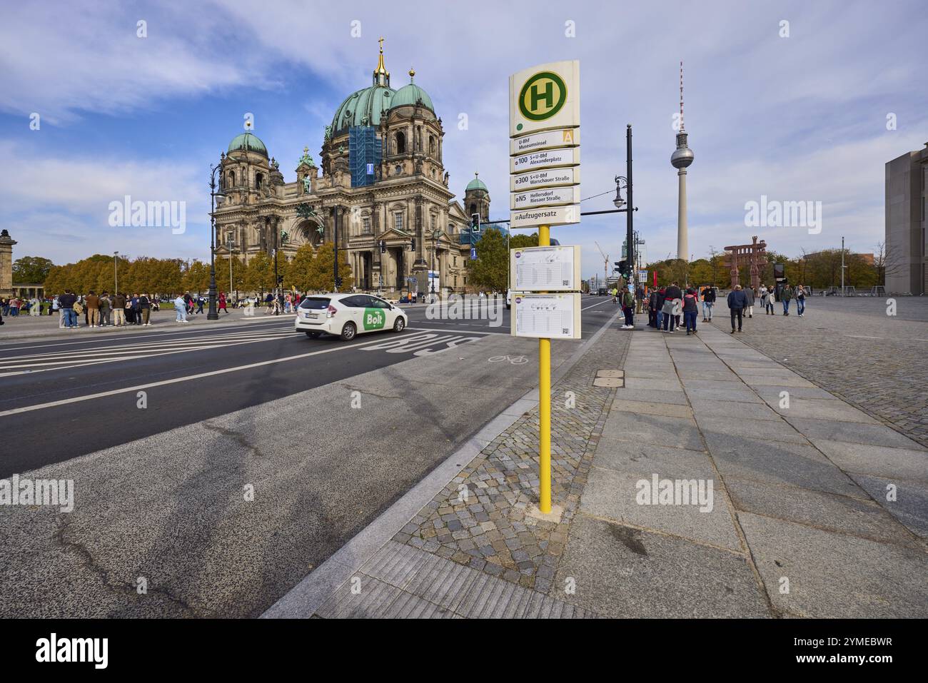 Bus stop Museum Island with Berlin Cathedral, Berlin, capital city ...