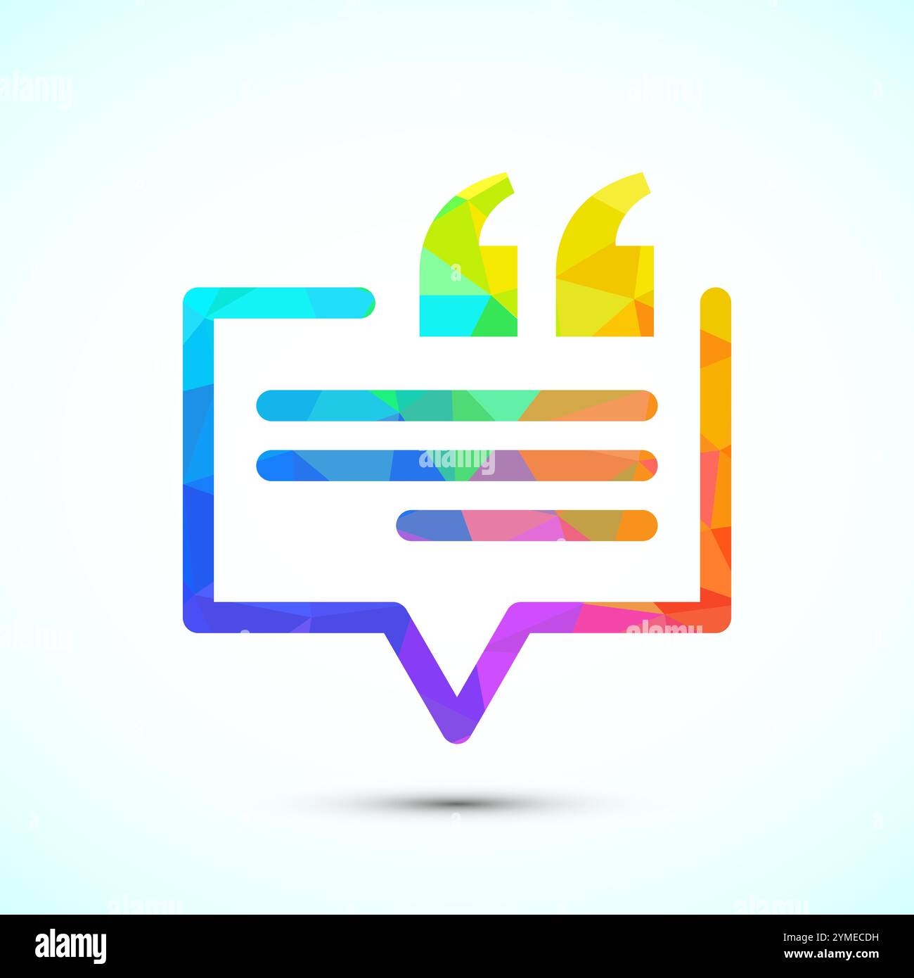 Testimonial icon, Quote icon, Quotation mark sign low poly style Stock ...