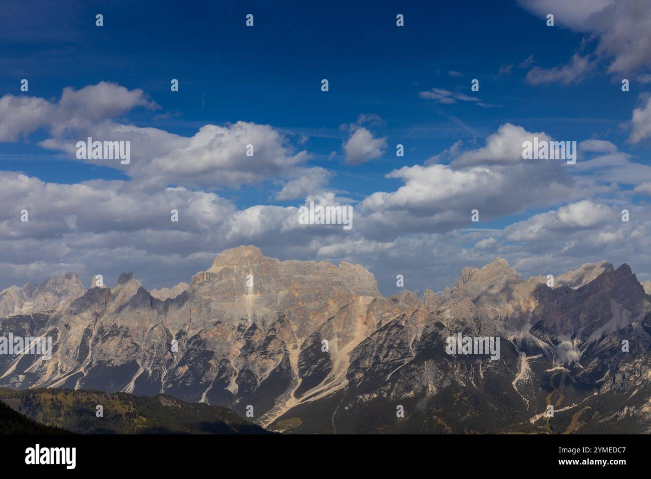 Aerial view of the Dolomites. Mountain landscape from above. Rocky ...