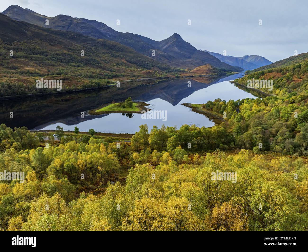 Fjord, coast, mountain landscape, reflection, island, autumn, autumn ...