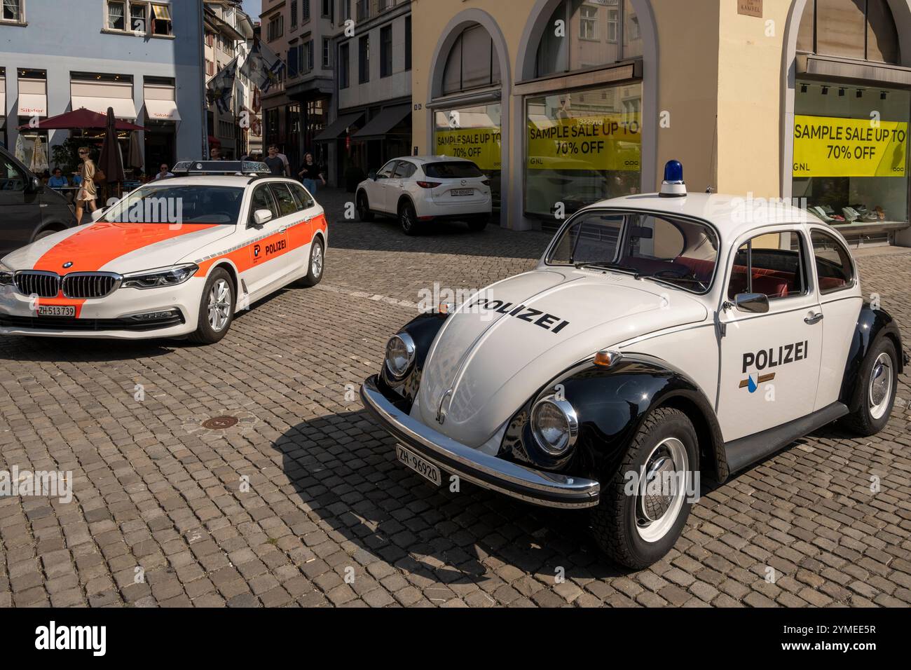 Classic VW Beetle Police Car in Zurich Stock Photo - Alamy