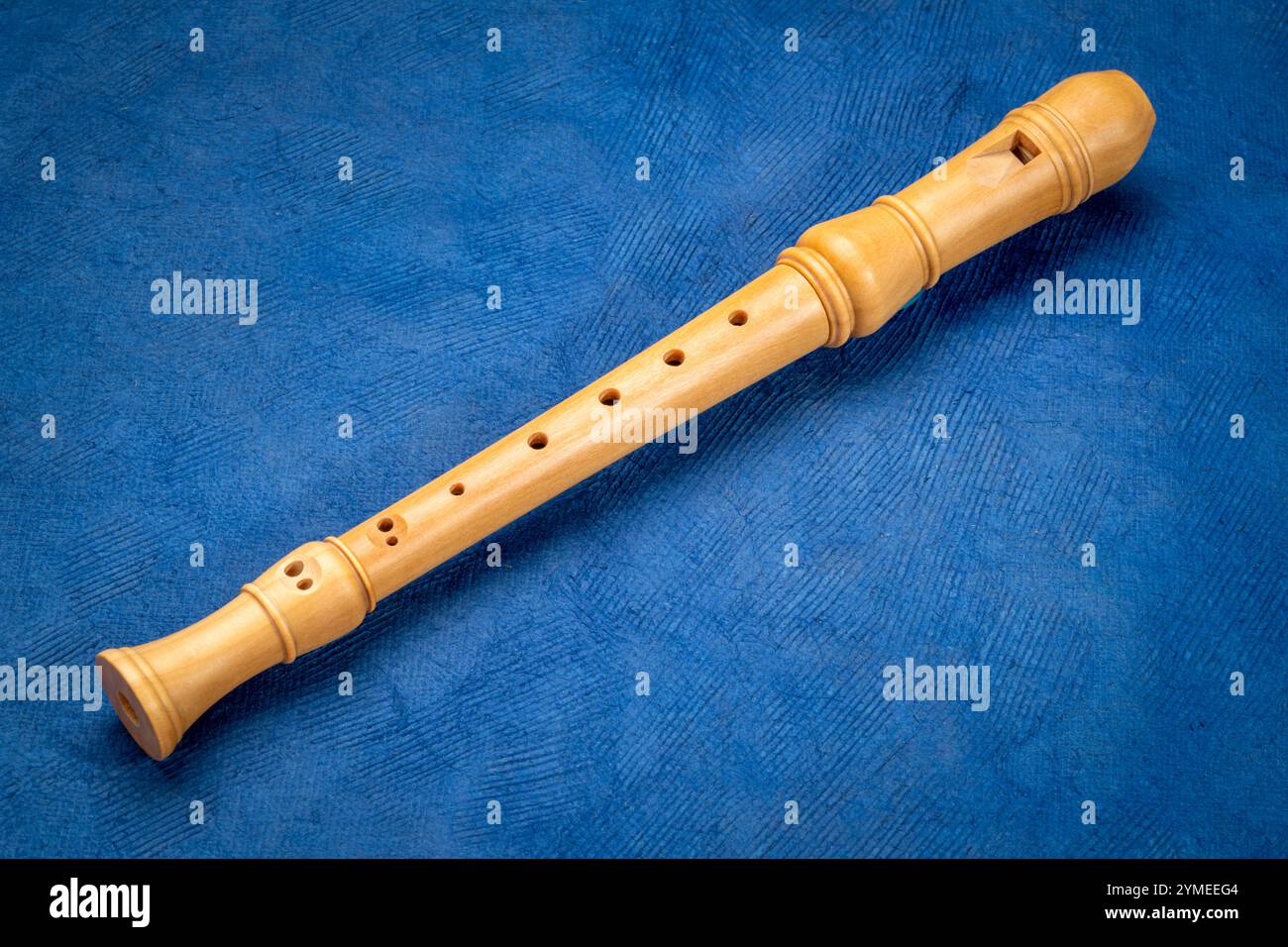 wooden recorder flute instrument, classic German style, against art ...