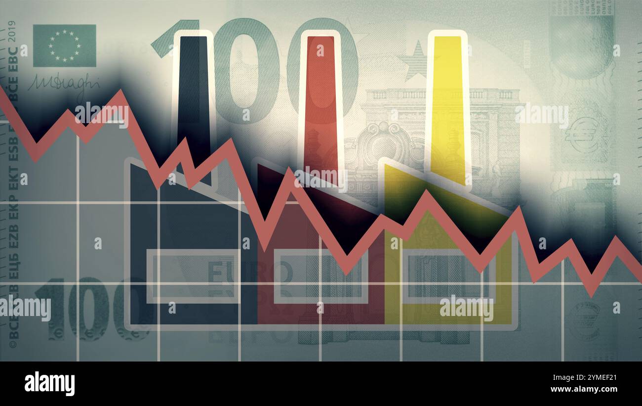 Symbolic image on the topic of negative trend, decline, profit slump ...