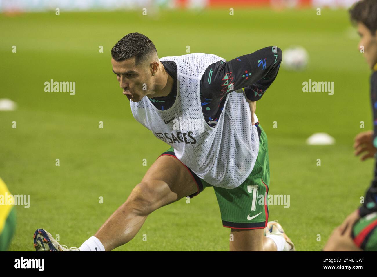 Football match, Cristiano RONALDO CR7 Portugal kneeling during pre ...
