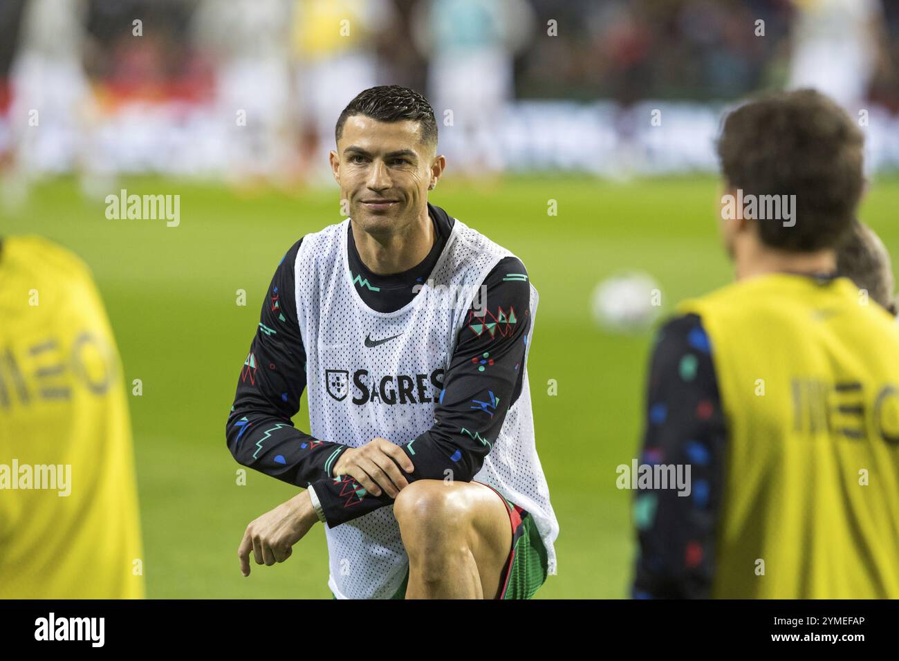 Football match, Cristiano RONALDO CR7 Portugal kneeling during pre ...