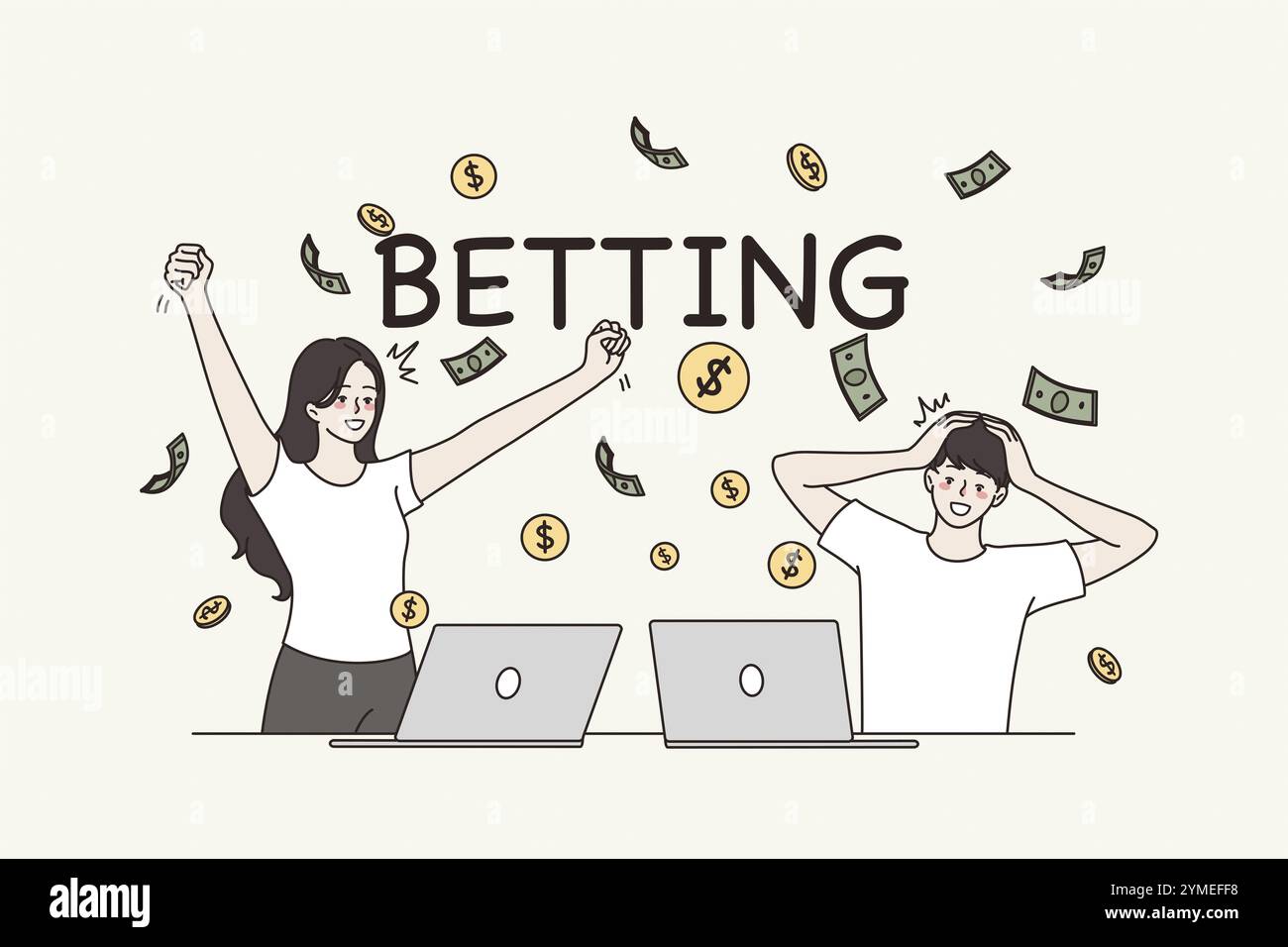 Online betting and bet service concept. sports game. Young happy ...