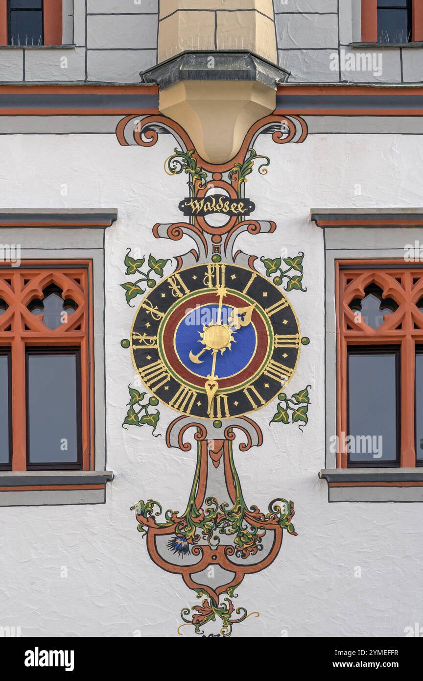 The clock on the late Gothic town hall with early Baroque gable ...
