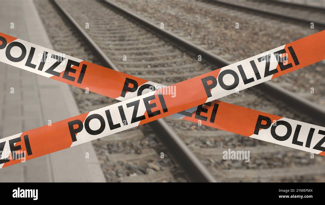 Symbolic image of the cordoned-off railway station Stock Photo - Alamy