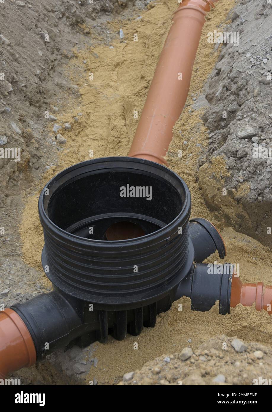 Close-up of wastewater inspection chamber in portrait format Stock ...
