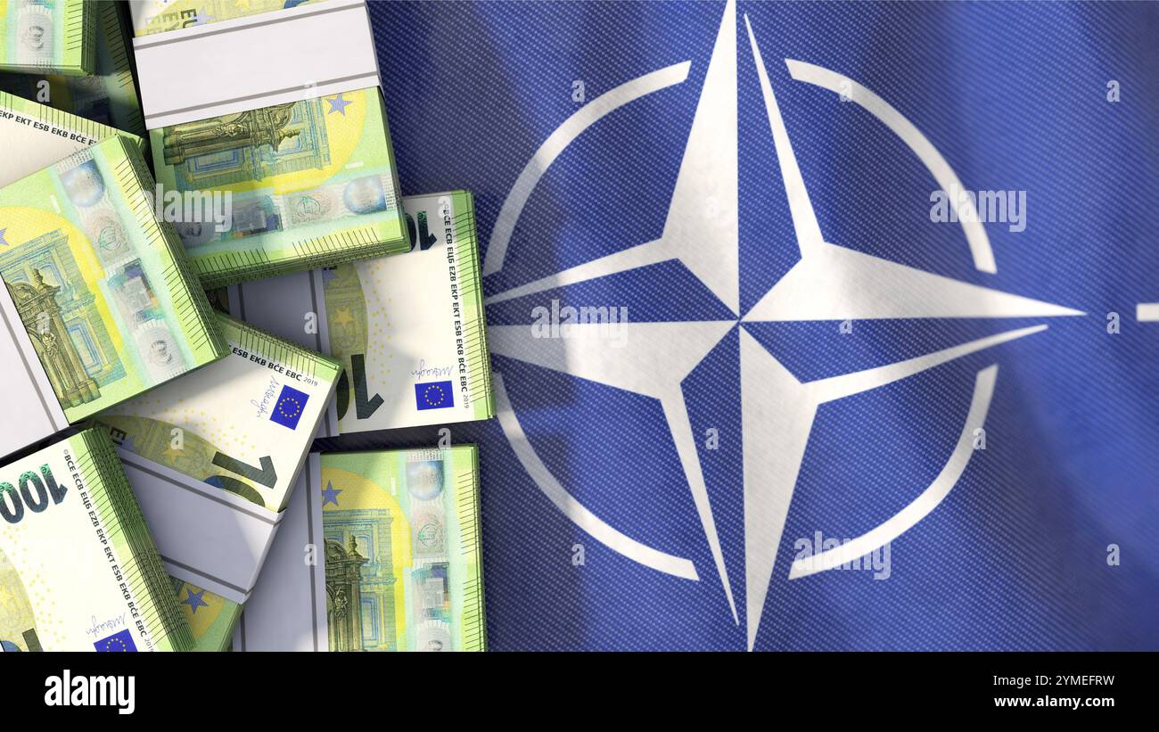 Symbolic image on the subject of NATO, costs, defence budget, two ...