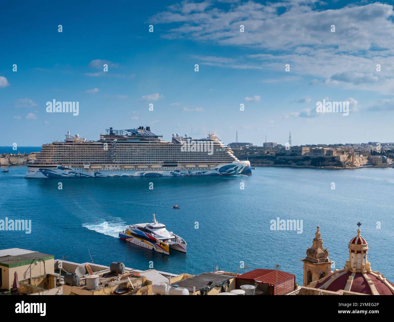 The Norwegian Prima cruise ship in Valletta Grand harbour, Malta 2024 ...