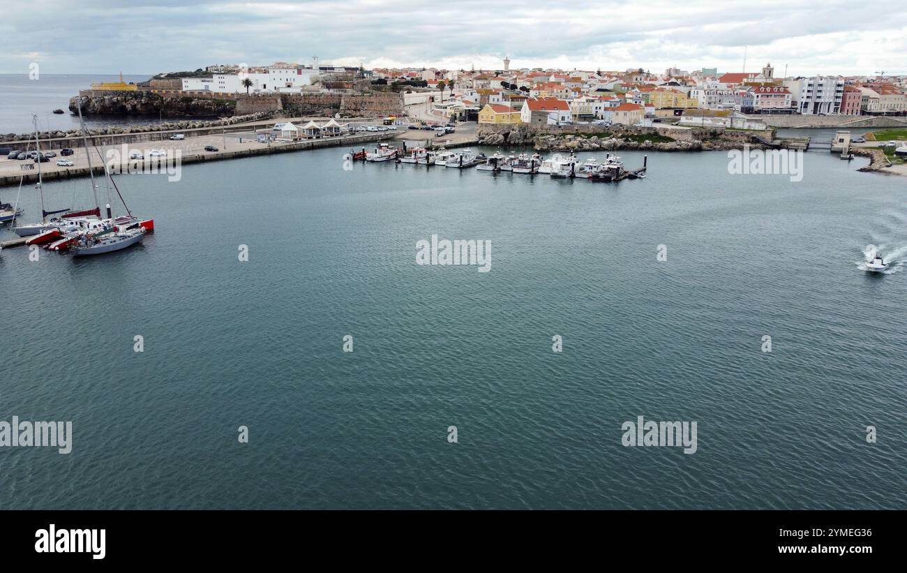 Aerial photo of Peniche and Peniche harbour Stock Photo - Alamy
