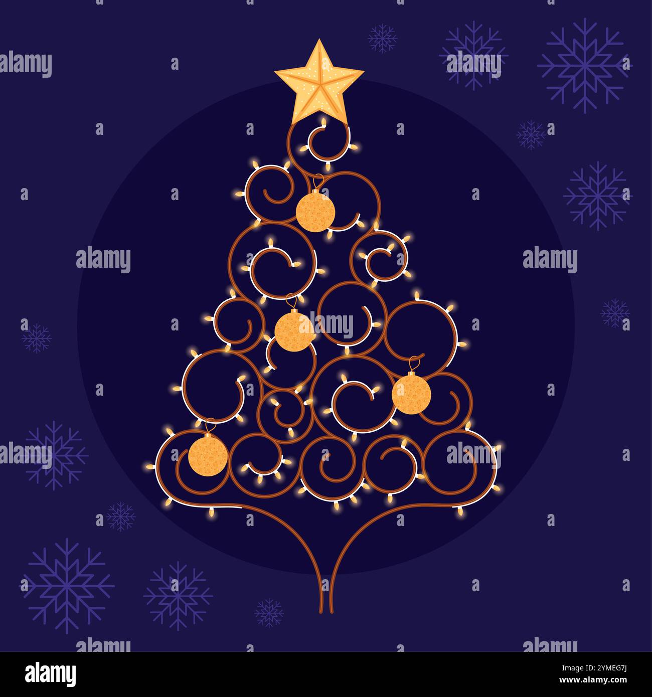 Stylized Christmas tree with holly decor, Vector Stock Vector Image ...
