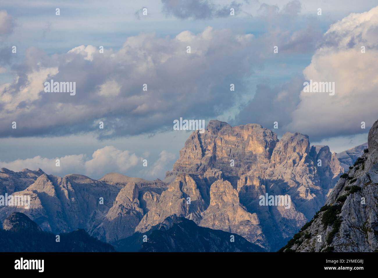 Aerial view of the Dolomites. Mountain landscape from above. Rocky ...