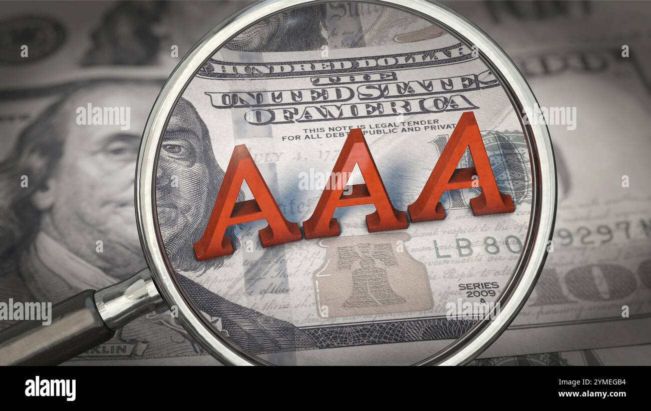 Symbolic image of the USA and the rating by a rating agency Stock Photo ...