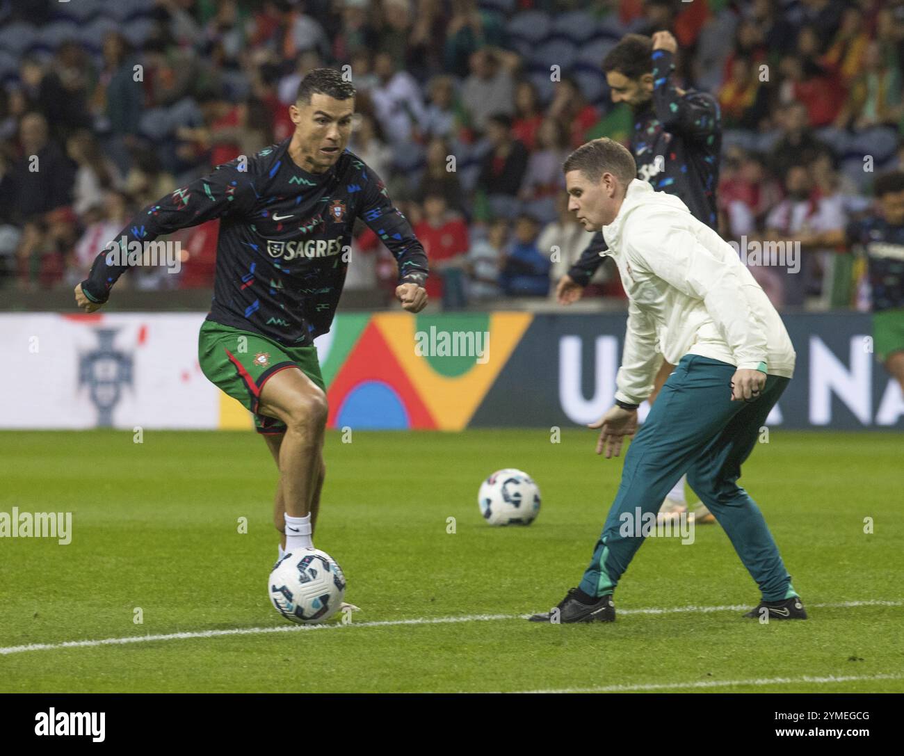 Football match, Cristiano RONALDO CR7 Portugal warming up in front of ...