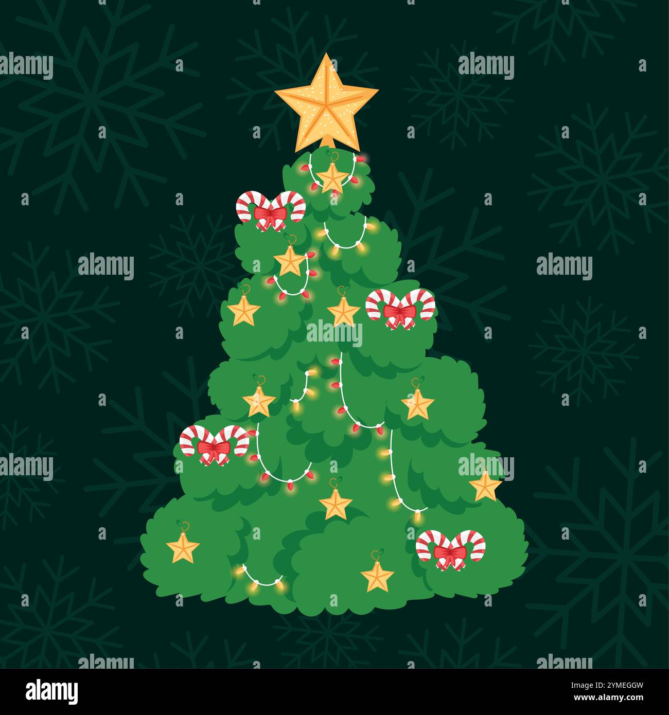 Traditional Christmas tree with candy canes, Vector Stock Vector Image ...
