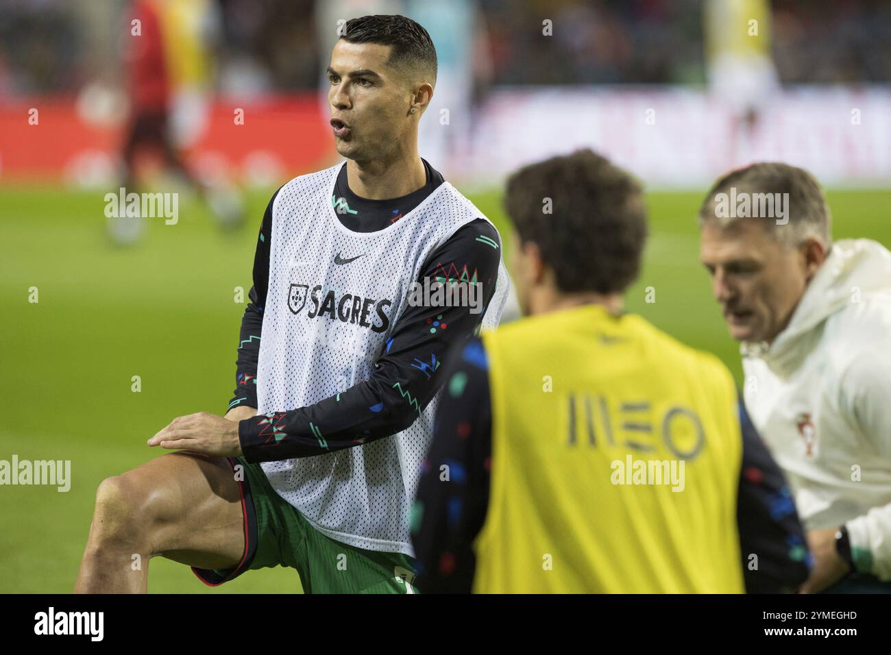 Football match, Cristiano RONALDO CR7 Portugal kneeling during pre ...