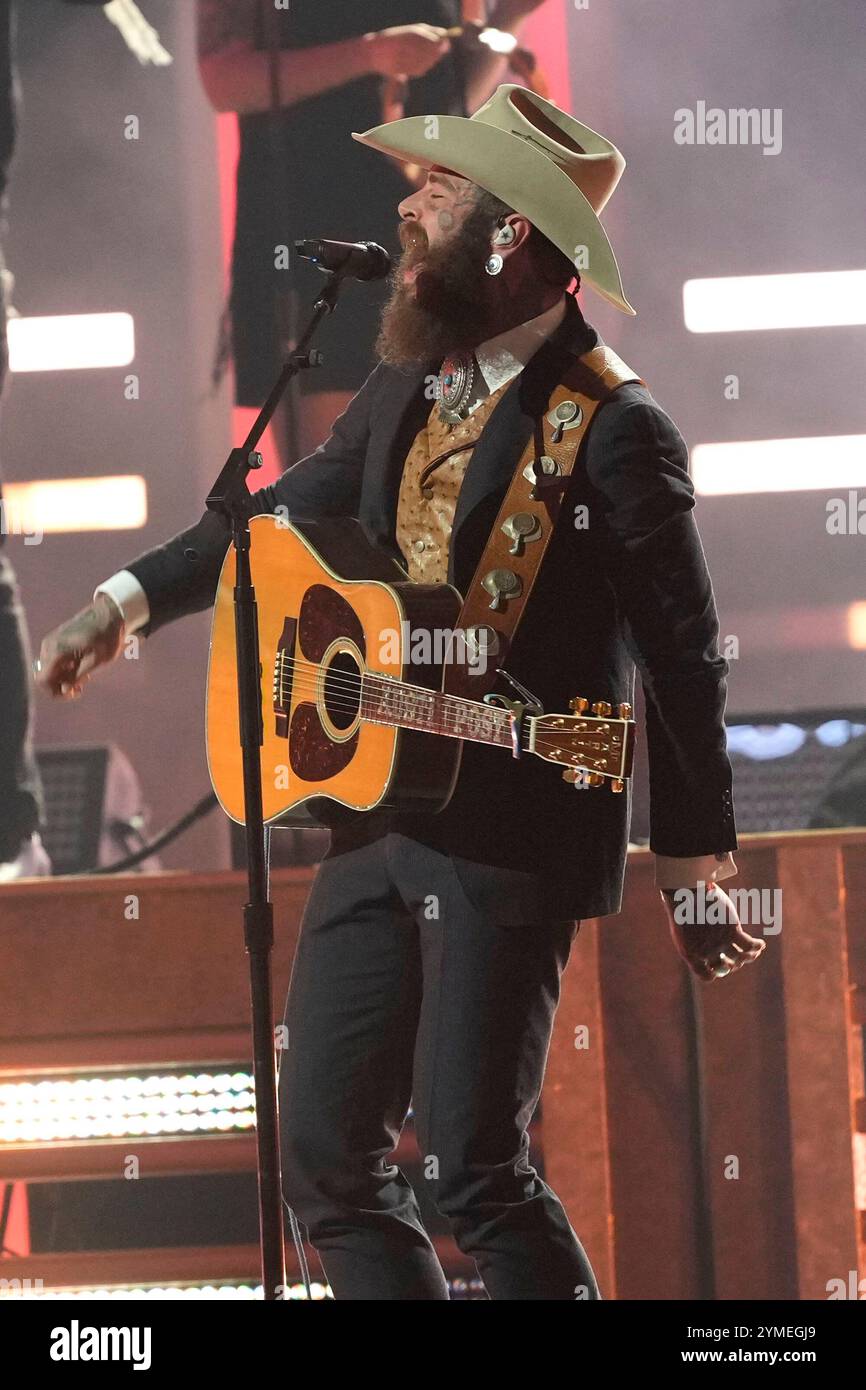 Nashville, Tennessee, USA. 20th Nov, 2024. Post Malone. 58th Annual CMA ...