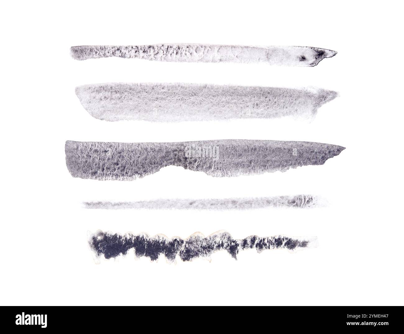 Monochrome ink brush strokes on white background for modern artistic ...
