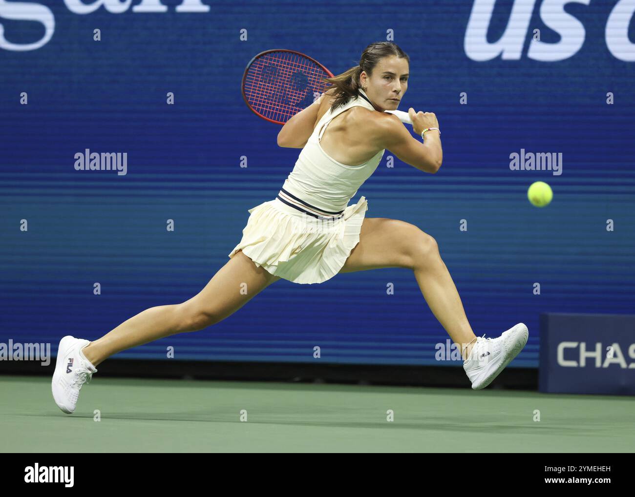 Tennis player Emma Navarro in action at the US Open 2024 Championships ...