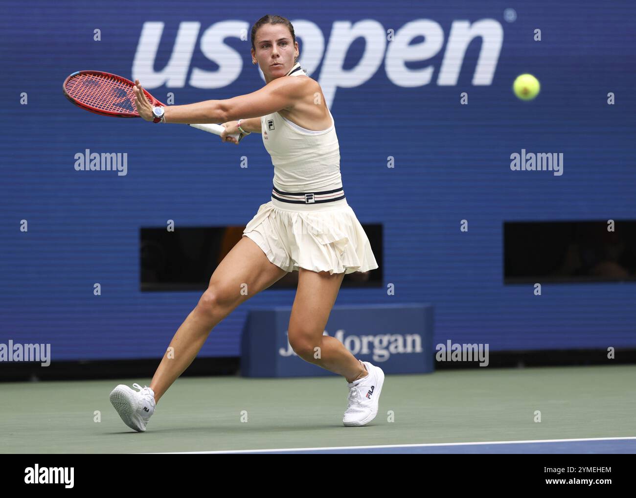 Tennis player Emma Navarro in action at the US Open 2024 Championships ...