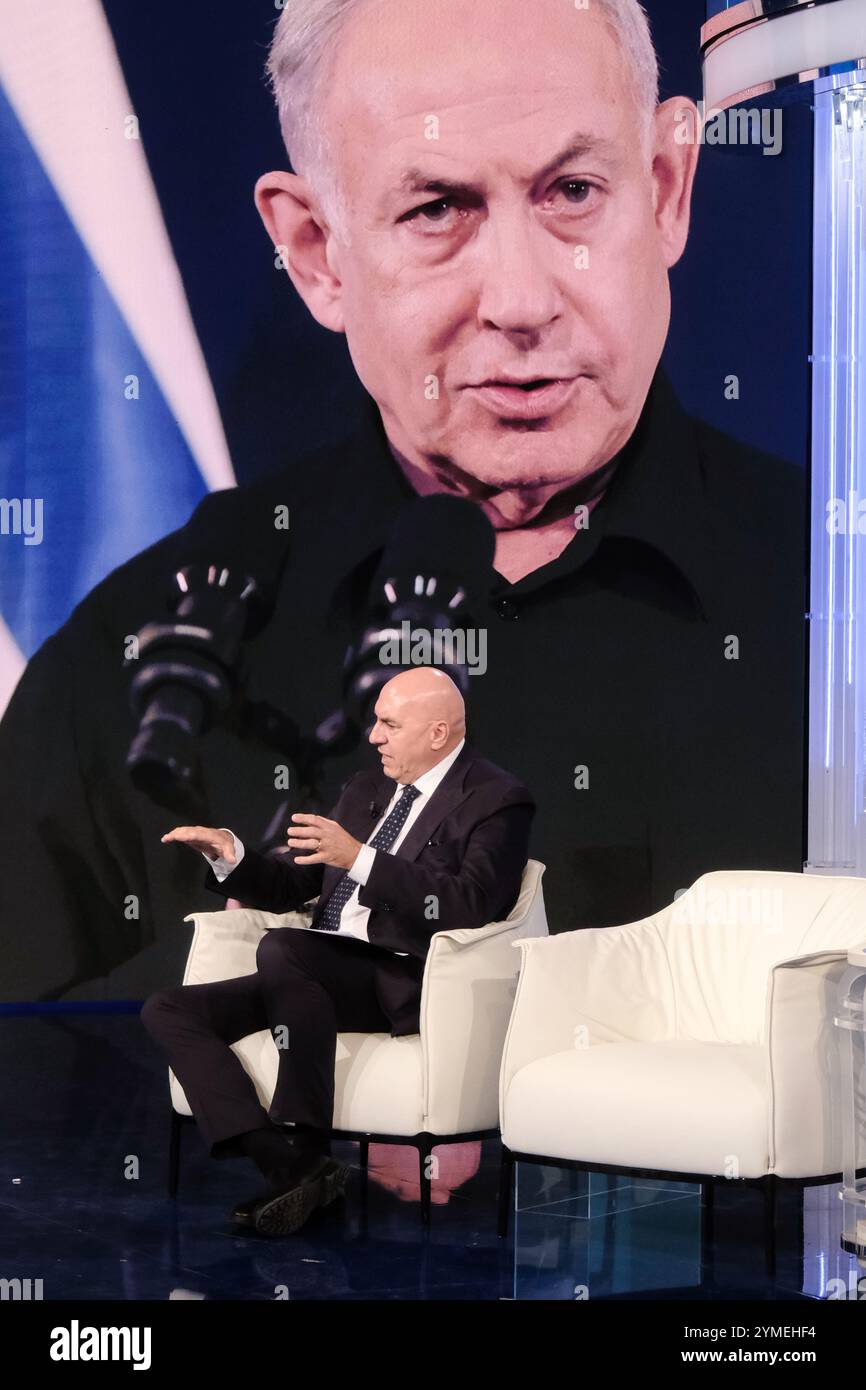 Roma, Italia. 21st Nov, 2024. Il Ministro della Difesa Guido Crosetto ospite di Bruno Vespa ...