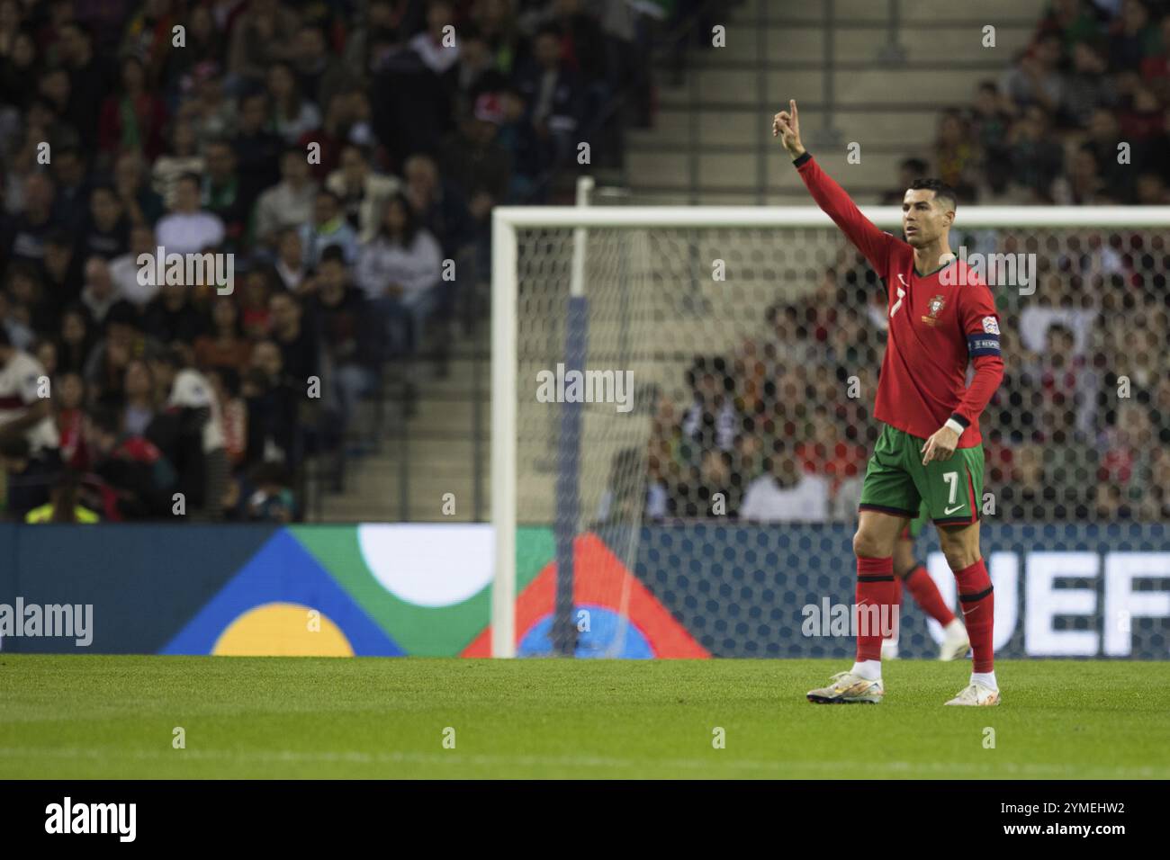 Football match, Cristiano RONALDO CR7 Portugal right with left arm and ...