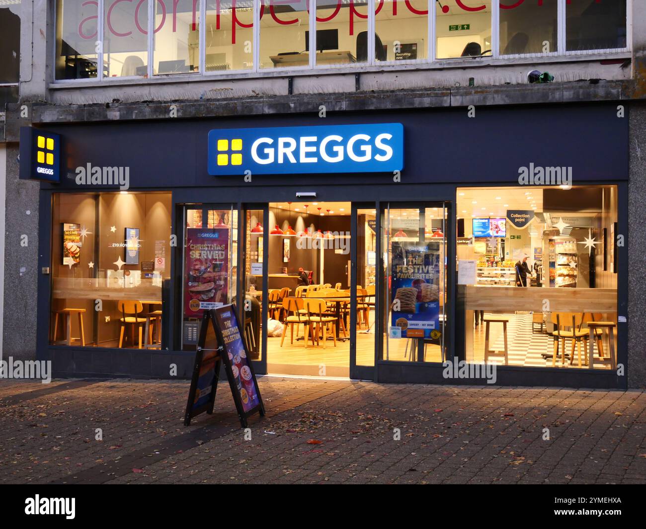 Greggs bakers shop outlet of the UK national bakery chain. Plymouth, UK ...