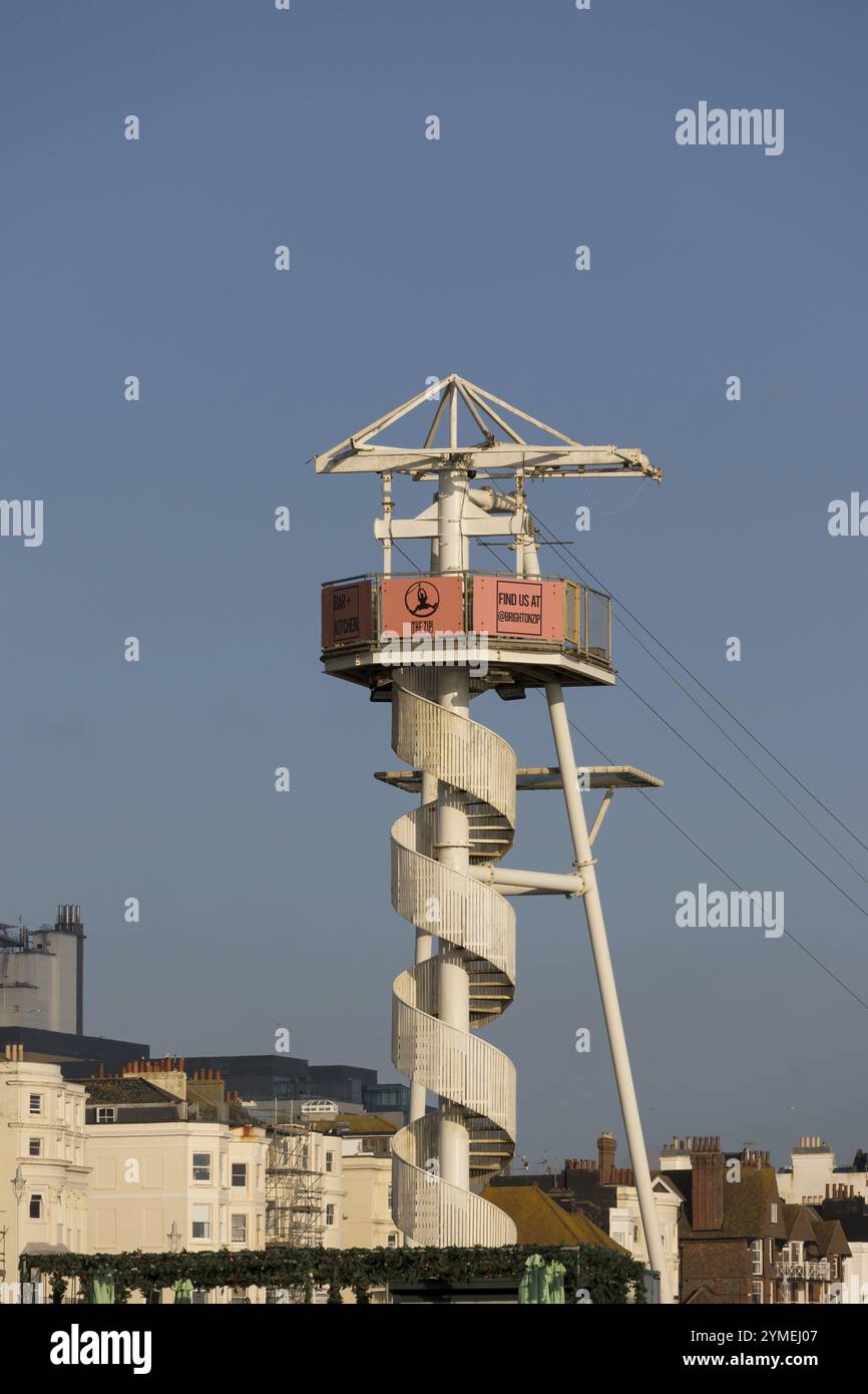 Brighton, East Sussex, UK. MARCH 06, . View of the zip wire in Brighton ...