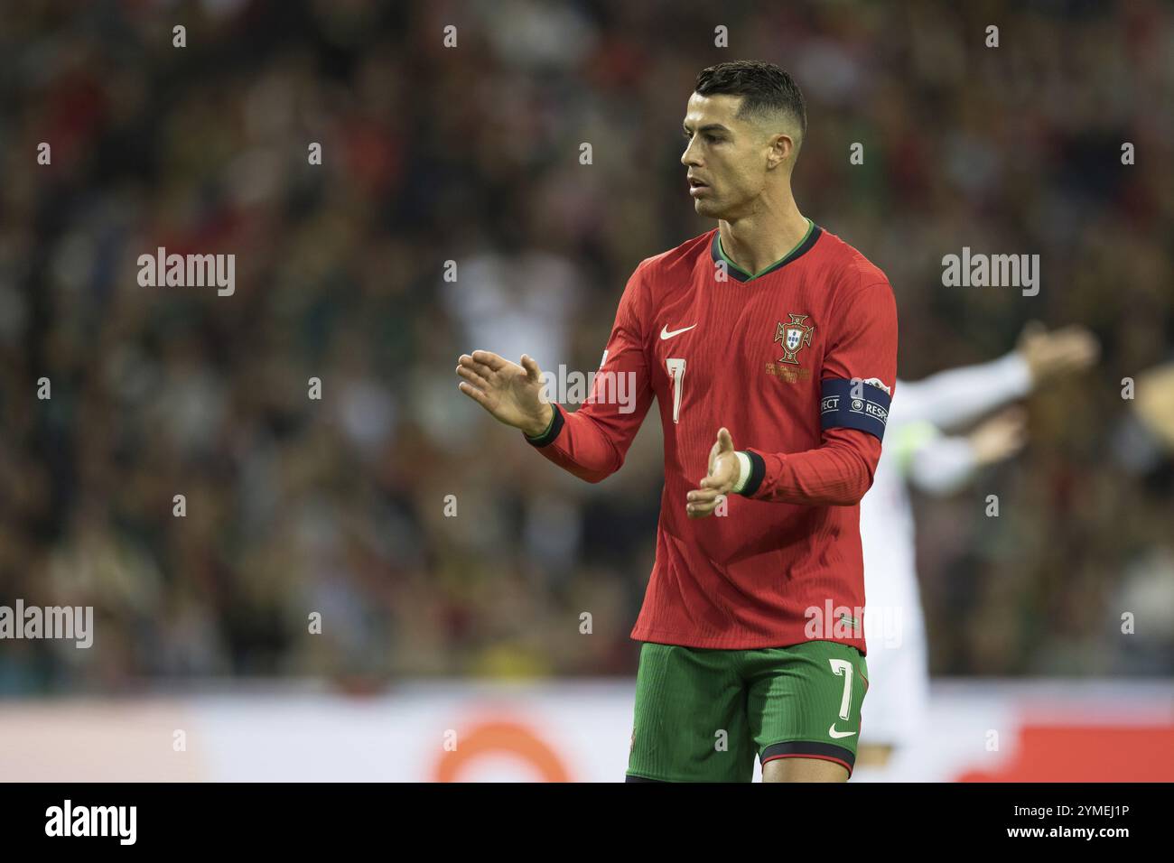 Football match, captain Cristiano RONALDO CR7 Portugal with captain's ...