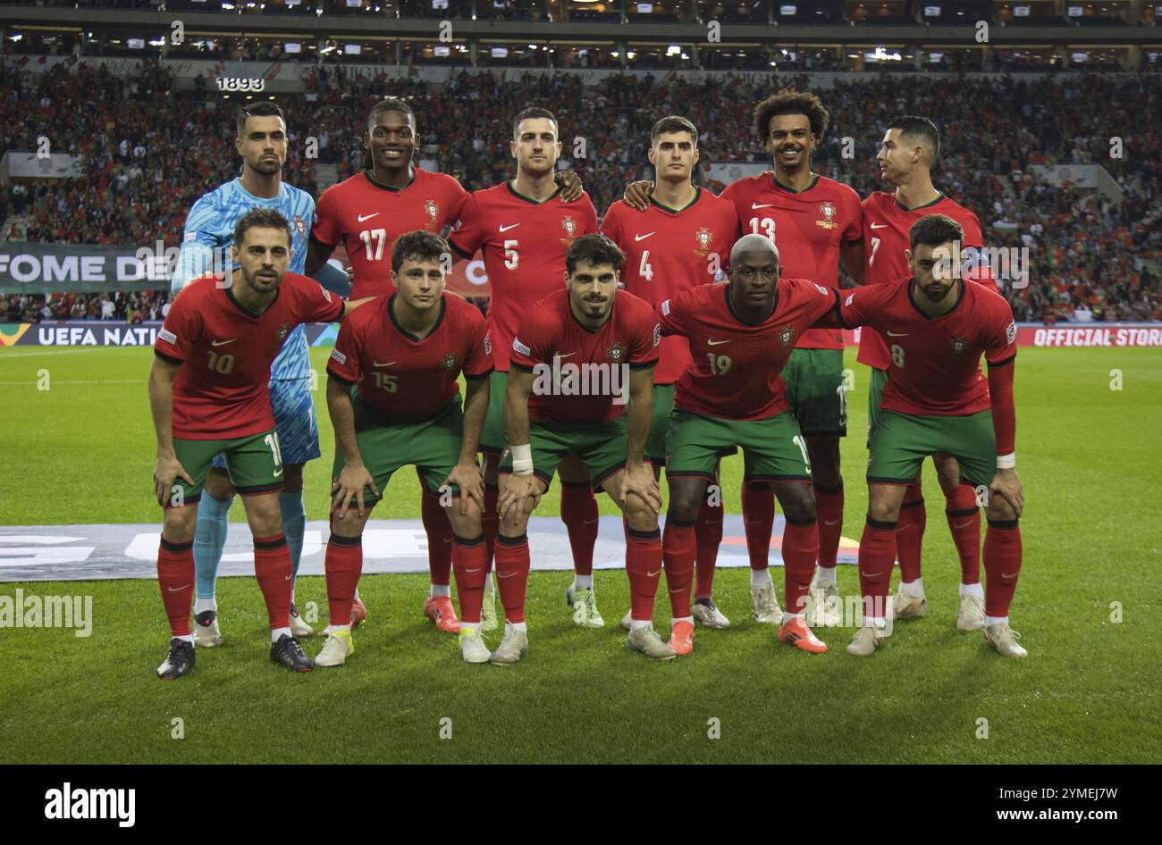 Football match, the Portugal team at the team photo in front of the ...