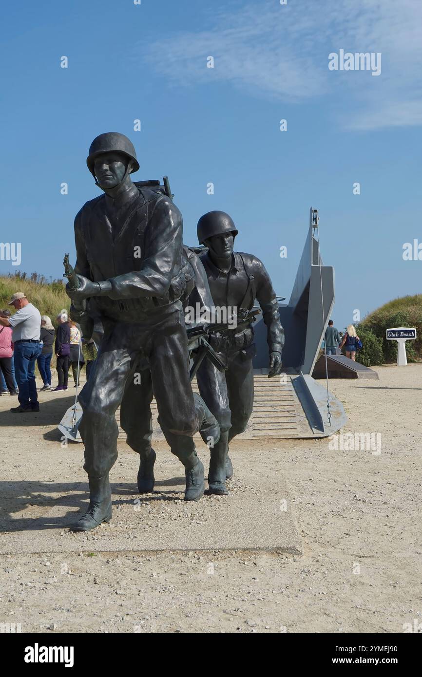 Higgins Boat Monument, landing craft, Utah Beach, Normandy,France Stock ...