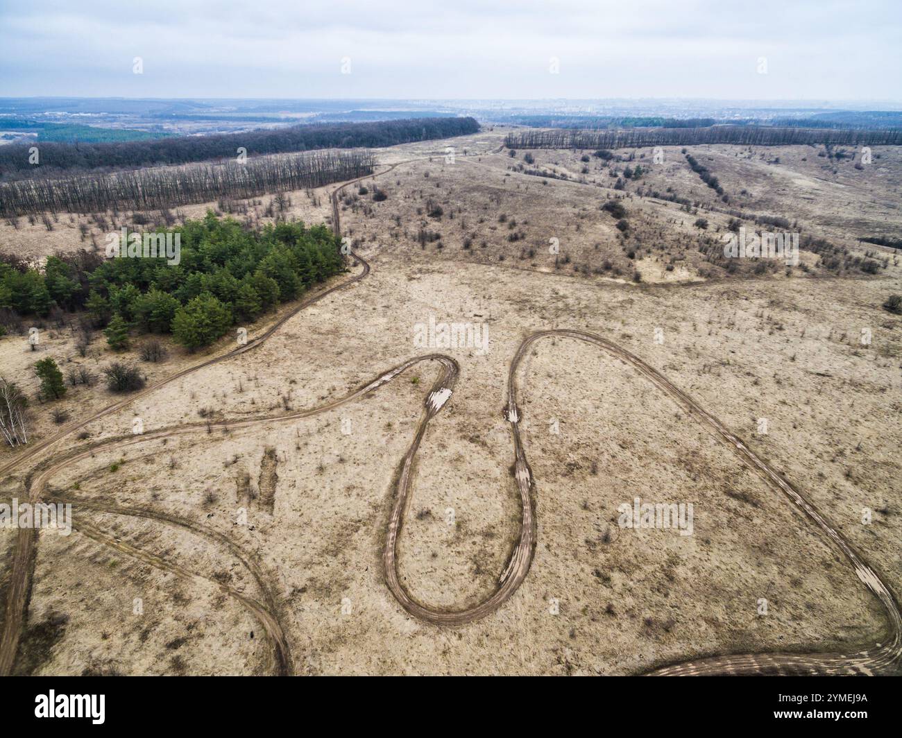 racing tracks and landscape in countryside from height Stock Photo - Alamy