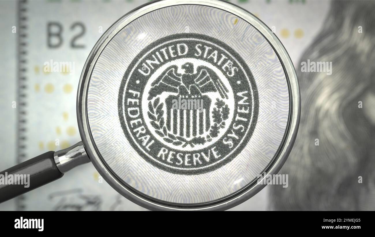 Symbolic image on the subject of the US Federal Reserve, key interest ...