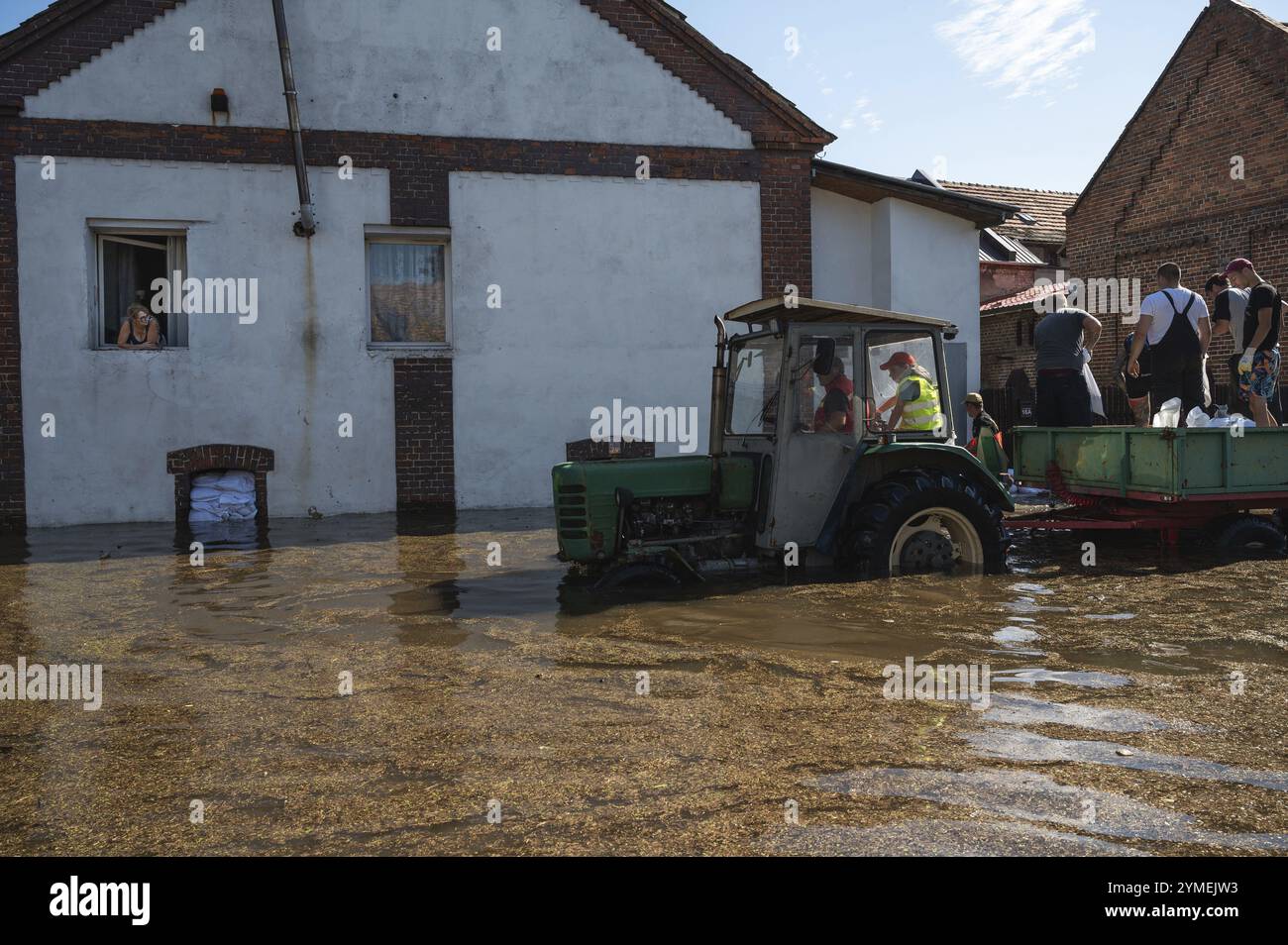 SCINAWA. POLAND - SEPTEMBER 21, 2024: Flood caused by heavy rainfall ...