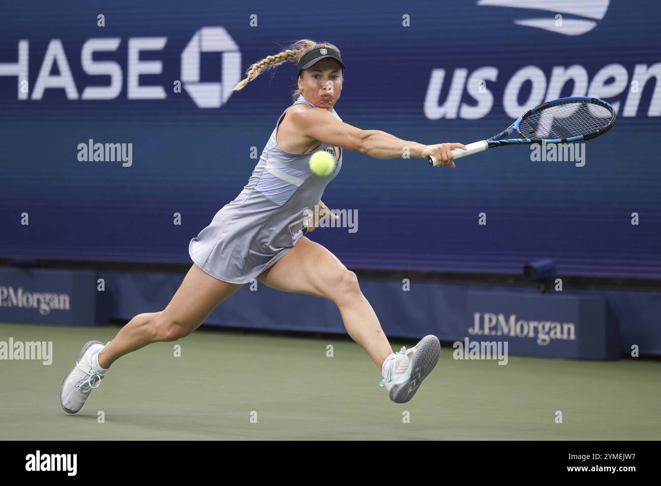 Tennis player Yulia Putintseva of Kazakhstani in action at the US Open ...