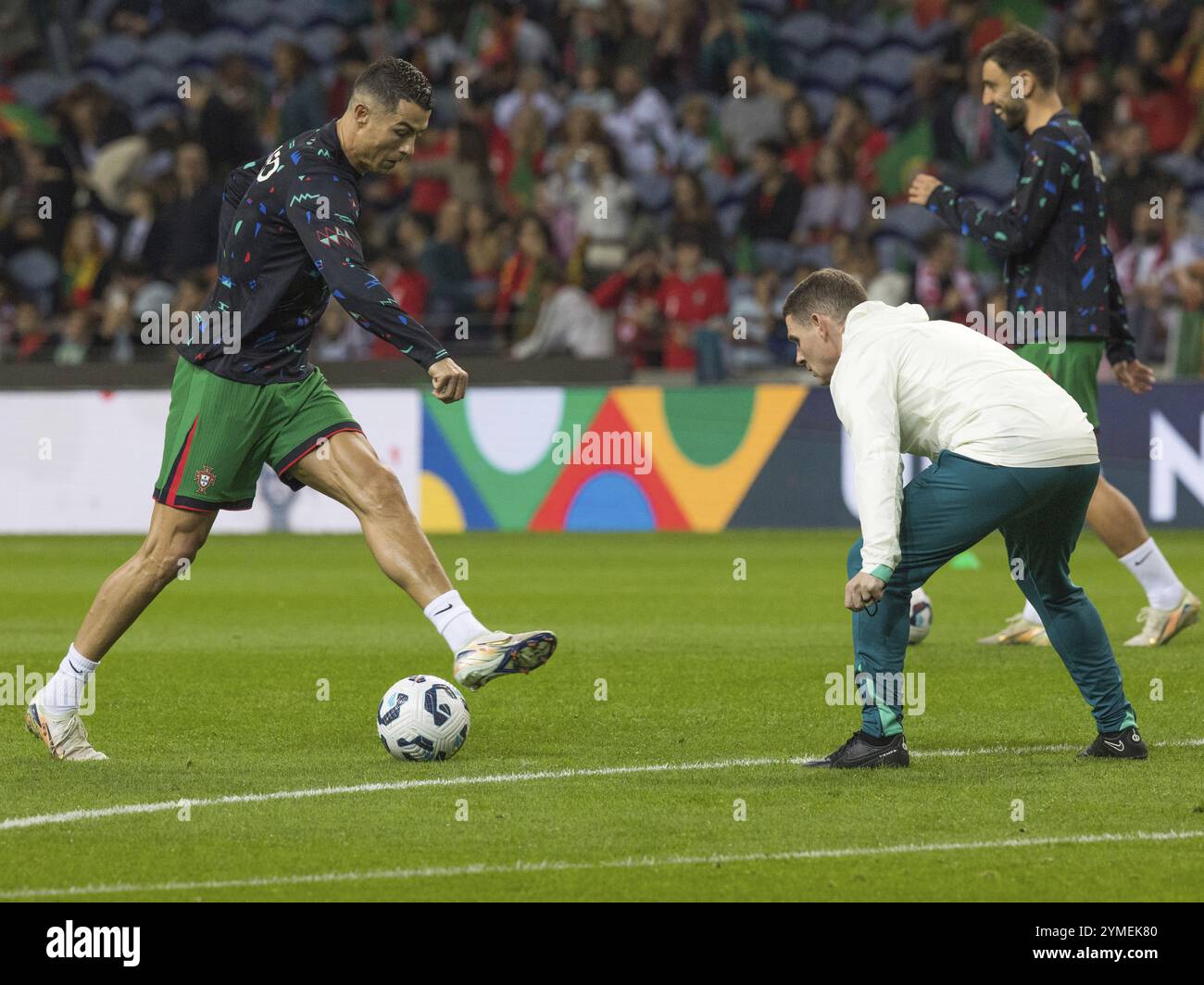 Football match, Cristiano RONALDO CR7 Portugal warming up in front of ...