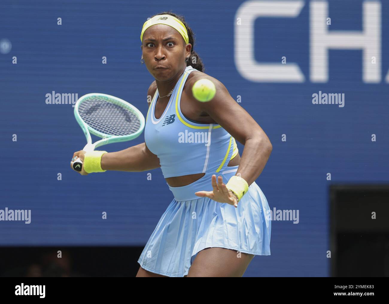 Tennis player Coco Gauff in action at the US Open 2024 Championships ...