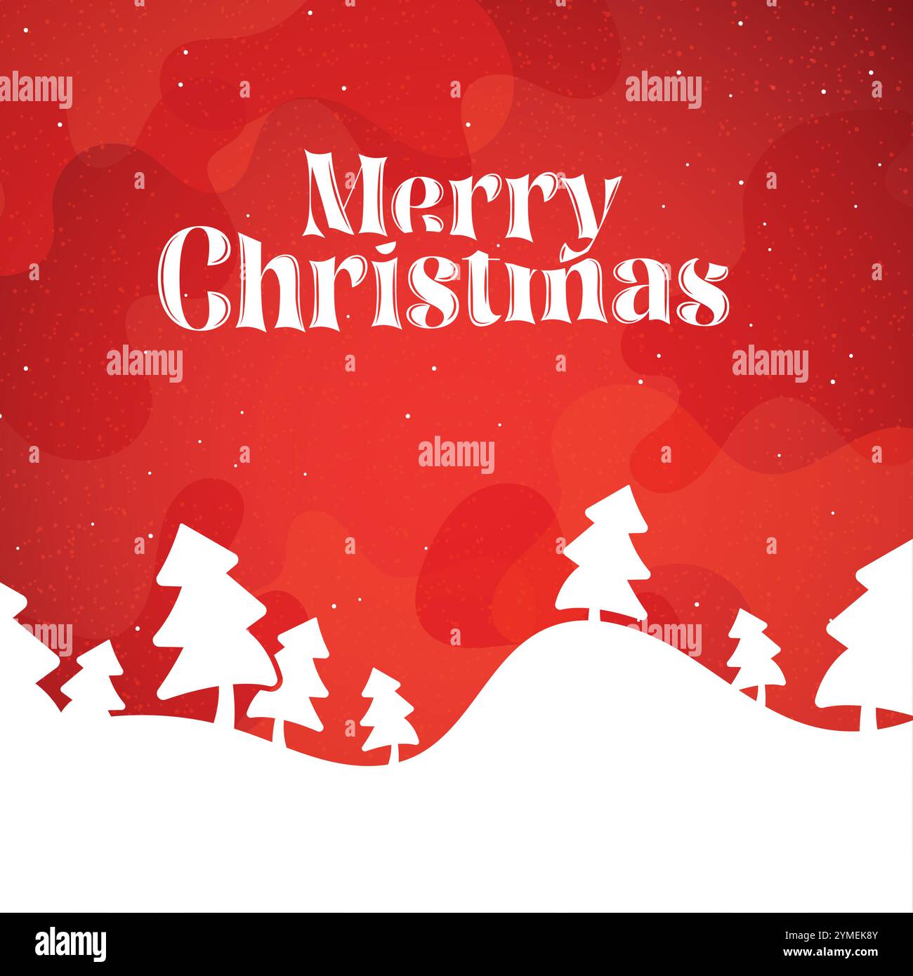 Merry Christmas card with snowy trees scene, Vector Stock Vector Image ...