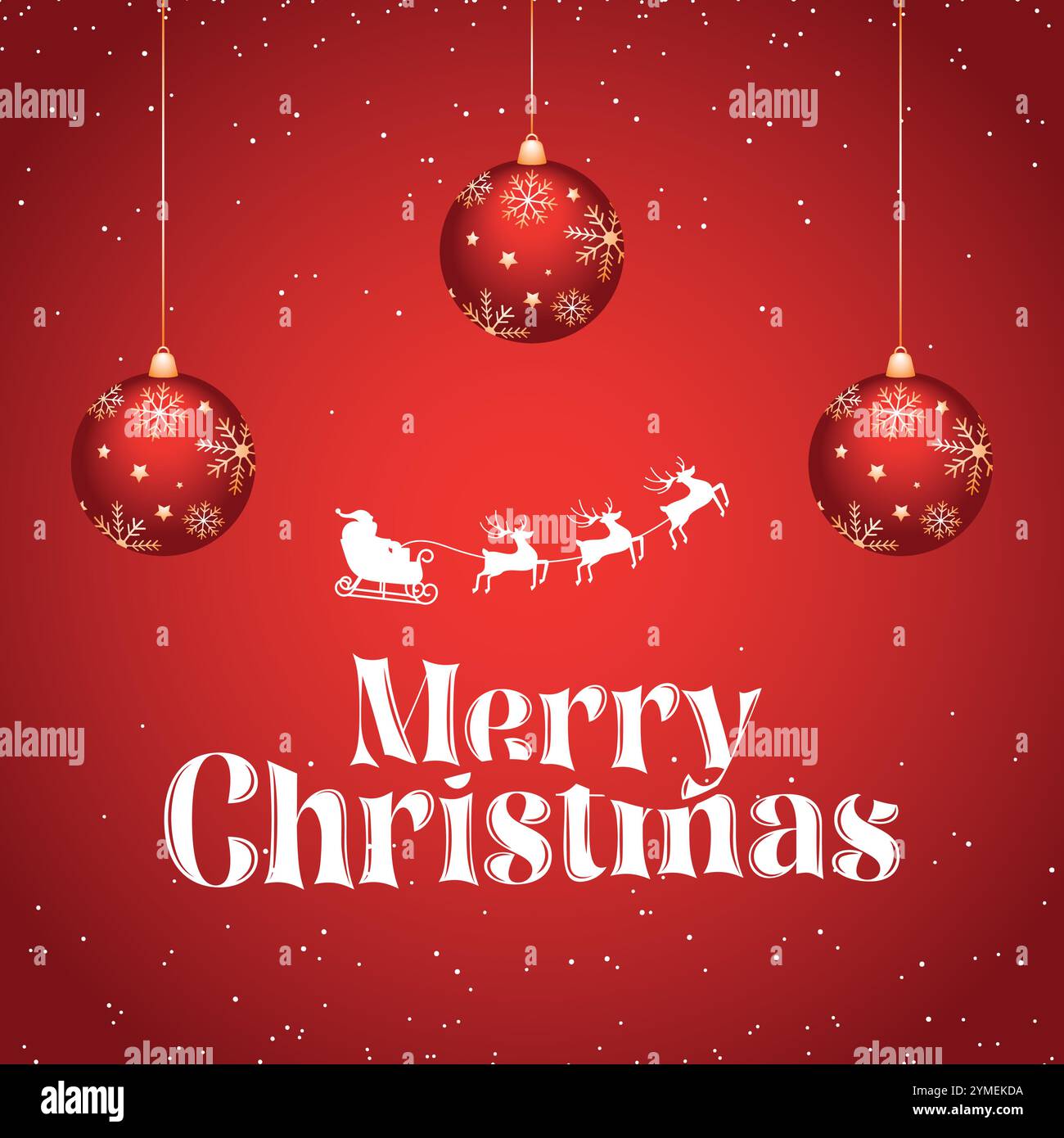 Red Merry Christmas card with hanging ornaments, Vector Stock Vector ...