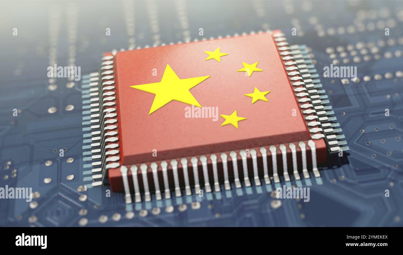 Symbolic image on the subject of dependence on Chinese chips Stock ...