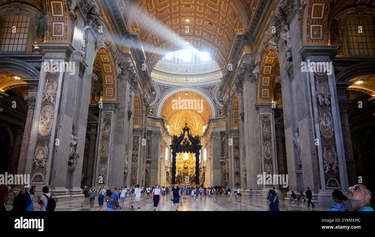 Ornate Basilica Interior Capturing Light, Art, and History in Vatican ...