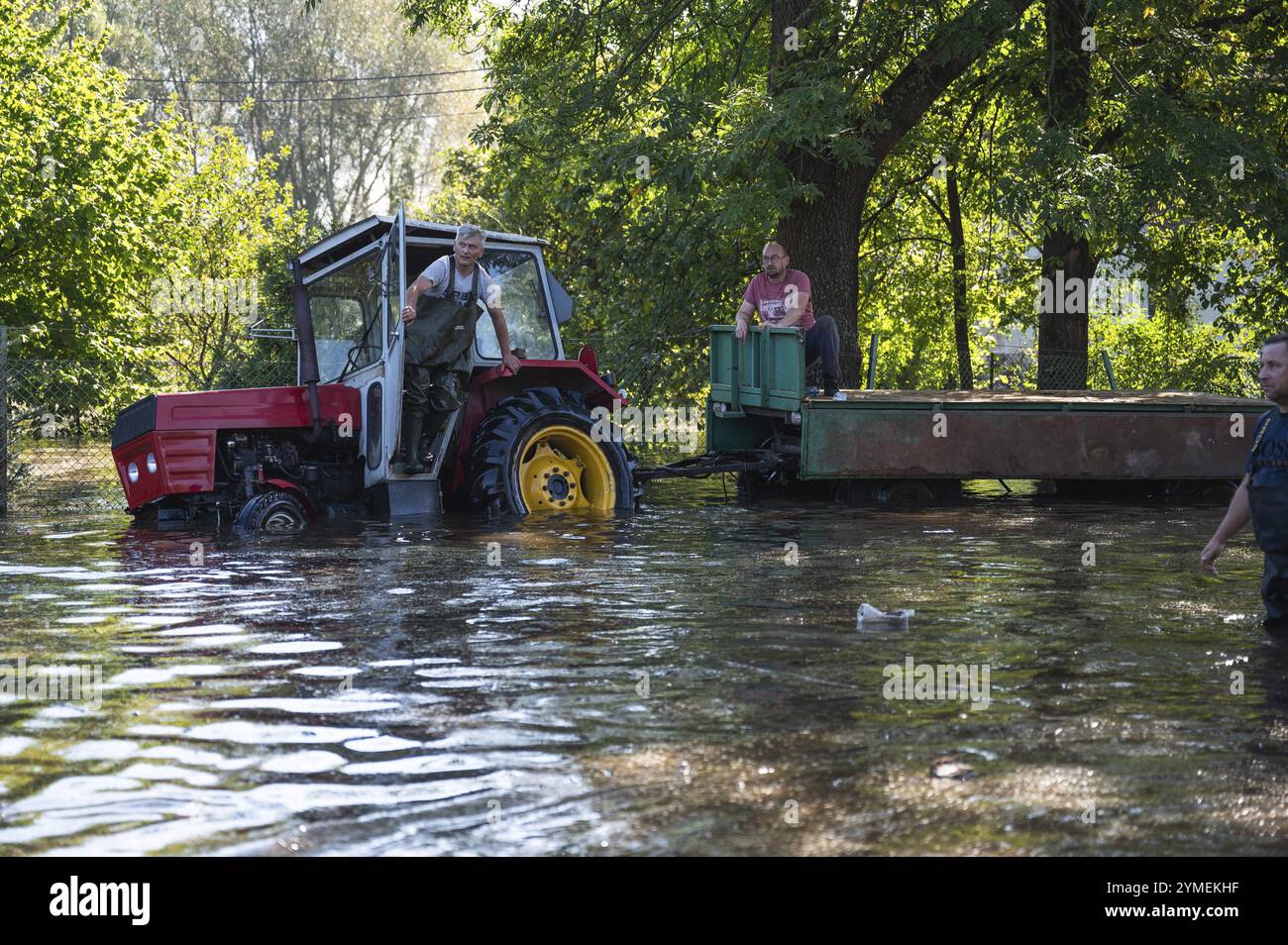 SCINAWA. POLAND - SEPTEMBER 21, 2024: Flood caused by heavy rainfall ...