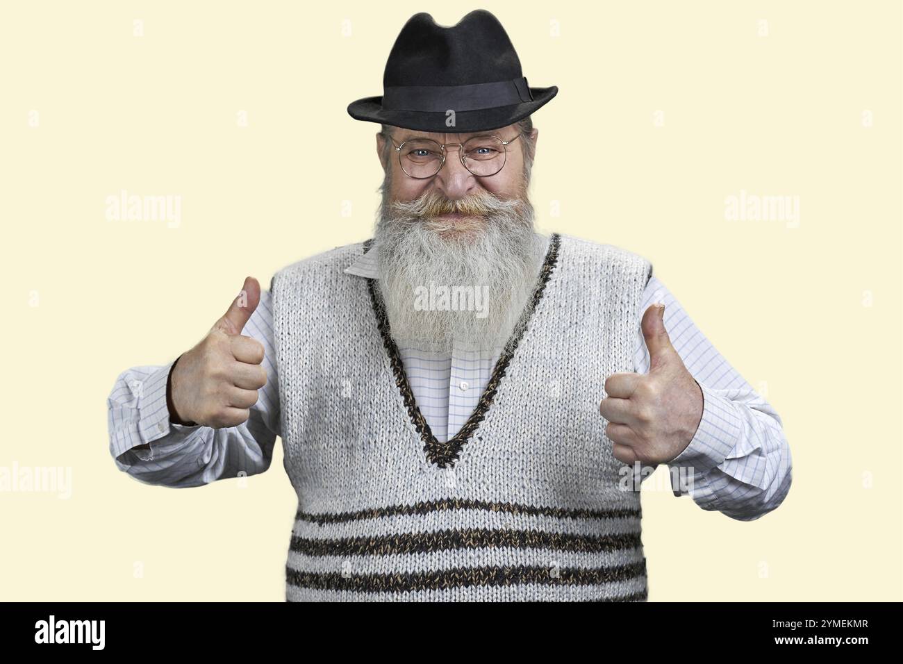 Handsome senior man giving thumb hi-res stock photography and images ...