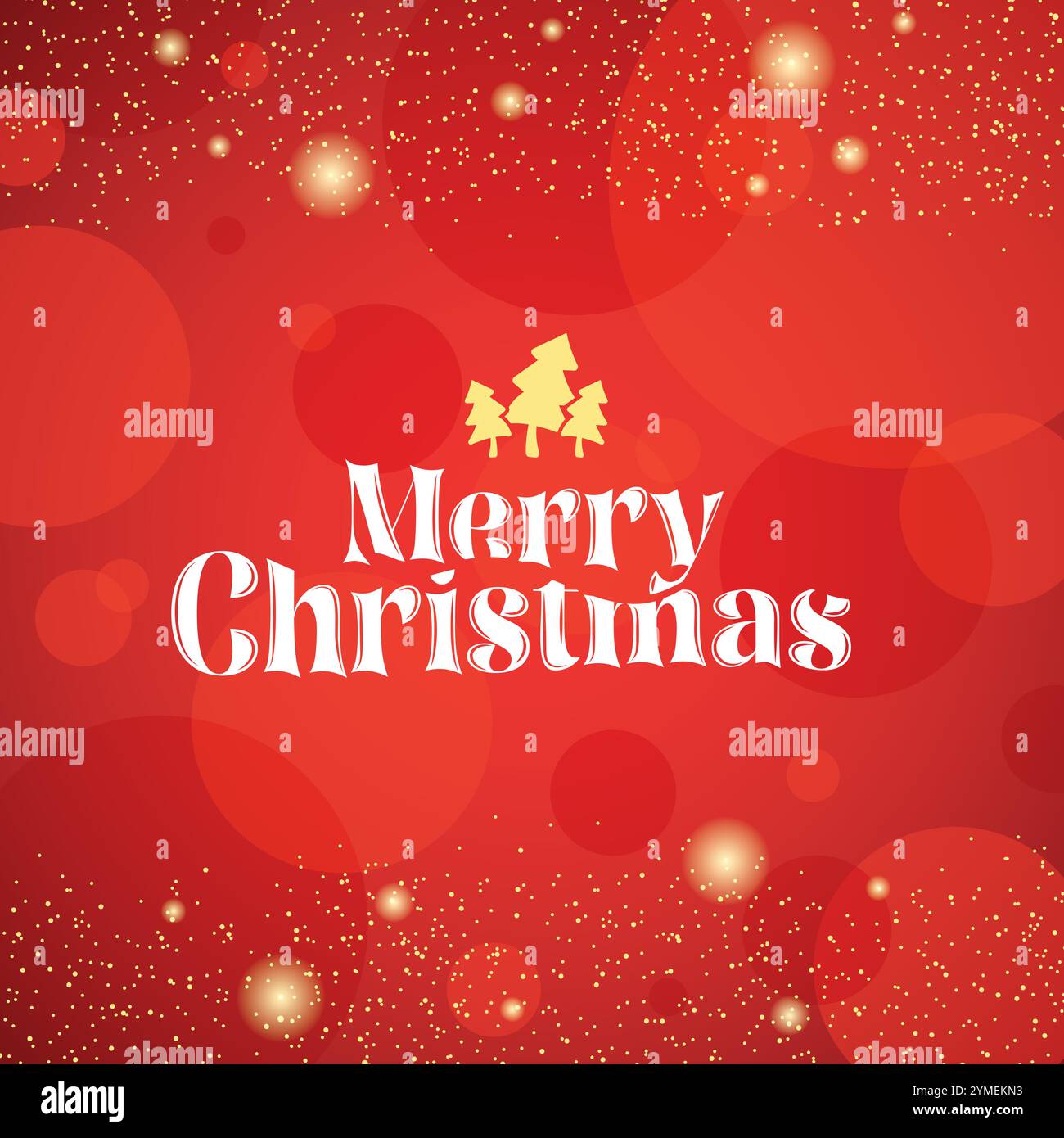 Red Merry Christmas card with festive trees, Vector Stock Vector Image ...