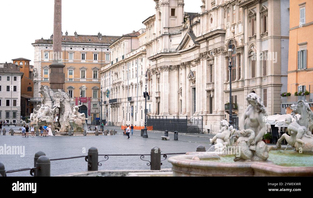 Piazza Navona Iconic Fountains and Baroque Architecture in Rome, Italy ...