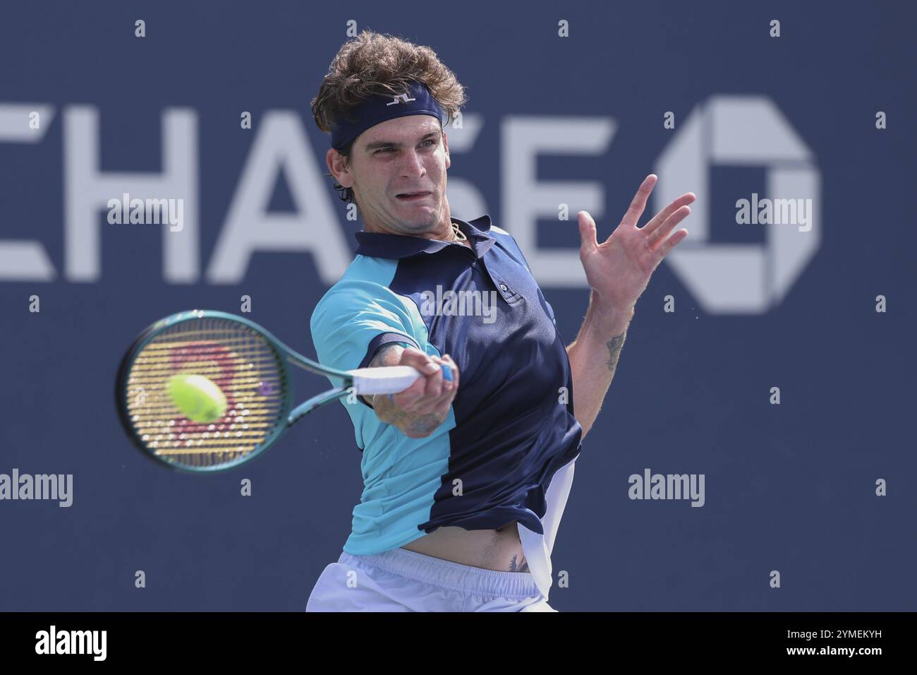 Tennis player Thiago Seyboth Wild of Brazil in action at the US Open ...